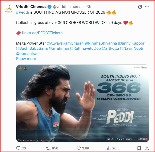 Peddi Worldwide Collection: 9वें दिन बुलेट ट्रेन की स्पीड से दौड़ी ...