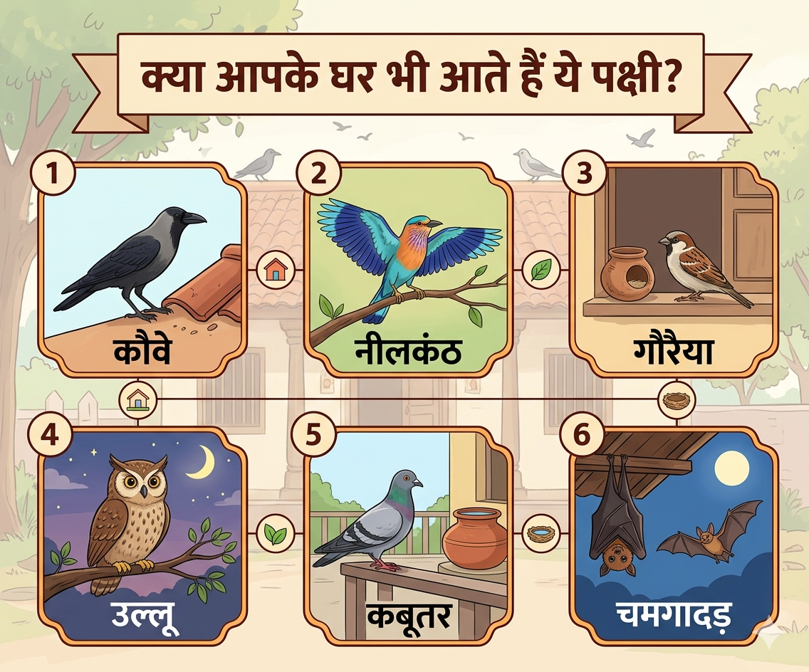 क्या पक्षियों का घर में आना होता है शुभ? जानिए कौवा, गौरैया, नीलकंठ और ...